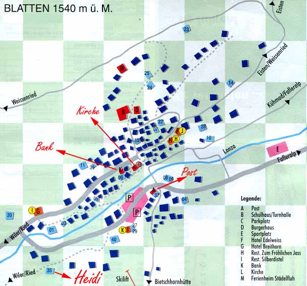 Chalet Heidi, Blatten - Lötschental - Ortsplan